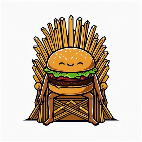 Regal Burger Character On French Fry Throne Cartoon Mug Playground