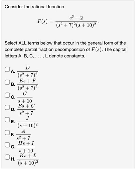 Solved Consider The Rational Function