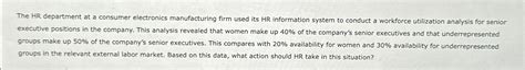 Solved The Hr Department At A Consumer Electronics