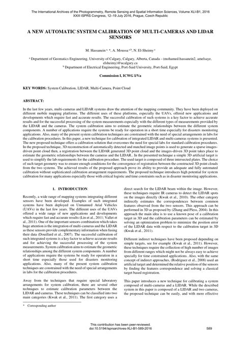 PDF A NEW AUTOMATIC SYSTEM CALIBRATION OF MULTI CAMERAS AND LIDAR SENSORS