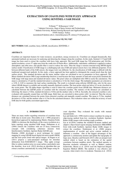 Pdf Extraction Of Coastlines With Fuzzy Approach Using Sentinel 1 Sar Image