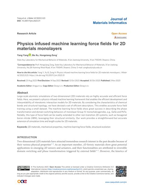 PDF Physics Infused Machine Learning Force Fields For 2D Materials Monolayers