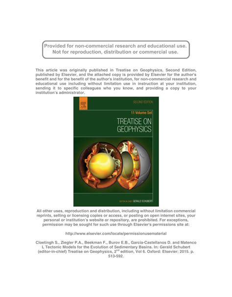 Pdf Tectonic Models For The Evolution Of Sedimentary Basins