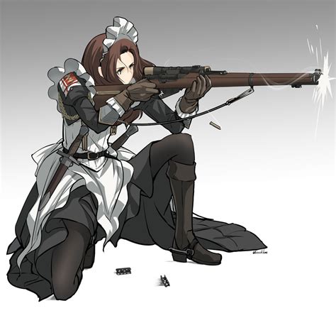 Asterisk Kome Commentary English Commentary 1girl Alternate Costume Apron Bullet Enmaided