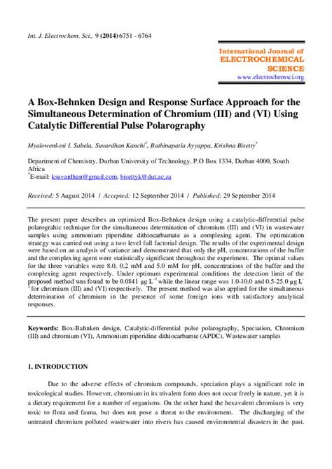 Pdf A Box Behnken Design And Response Surface Approach For The Simultaneous Determination Of