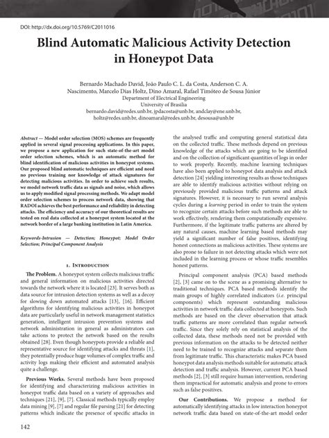 Pdf Blind Automatic Malicious Activity Detection In Honeypot Data