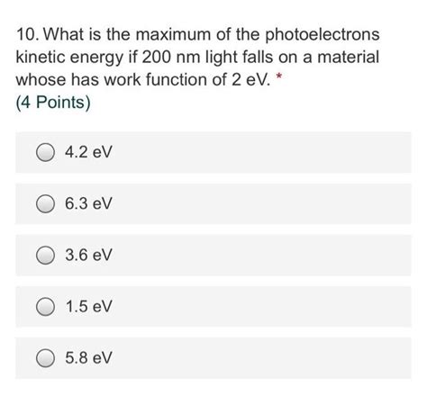 Solved What Is The Maximum Of The Photoelectrons Kinetic Chegg