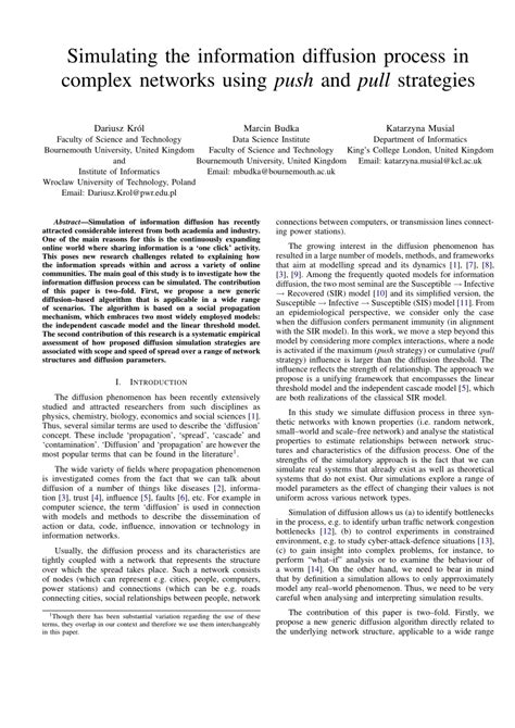 Pdf Simulating The Information Diffusion Process In Complex Networks