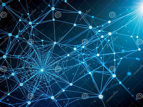 Abstract Blue Background With Connection Lines And Dots Stock