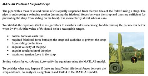 Solved Matlab Problem 2 ﻿suspended Pipe The Pipe With A Mass