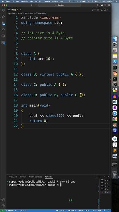 sizeof operator with virtual inheritance part 2 cppprogramming coding