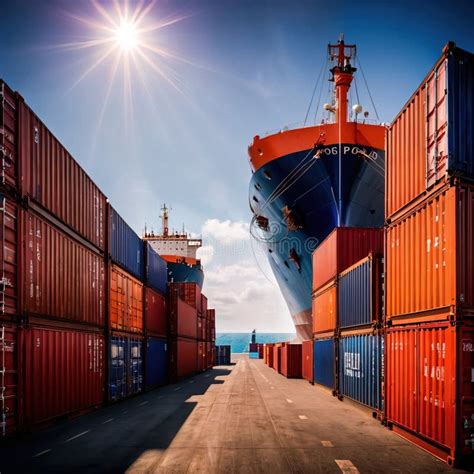 Shipping Container Vessel Stacked With Cargo Containers Used For