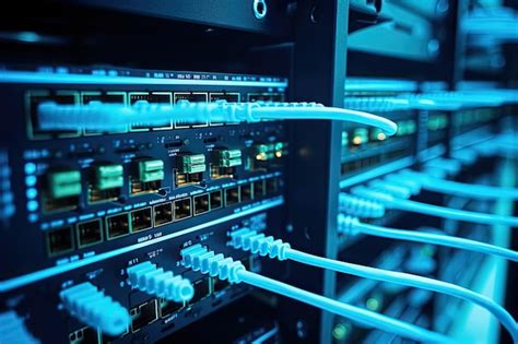 Premium Ai Image Server With Fiber Optic Cables In A Data Center 3d