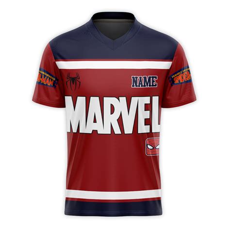 Marvel Spiderman Red Customizable Football Jersey Menscompressionshirt