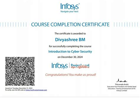 Divyashree Bm On Linkedin Cybersecurity Infosysspringboard