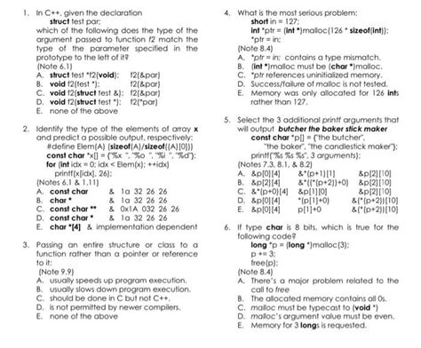 Solved 1 In C Given The Declaration Struct Test Par