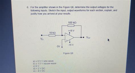 Solved 6. For the amplifier shown in the Figure Q6, | Chegg.com