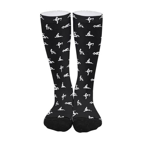 Sexual Positions Pattern Man Woman Stick People All Over Print Unisex Long Socks 3 Color