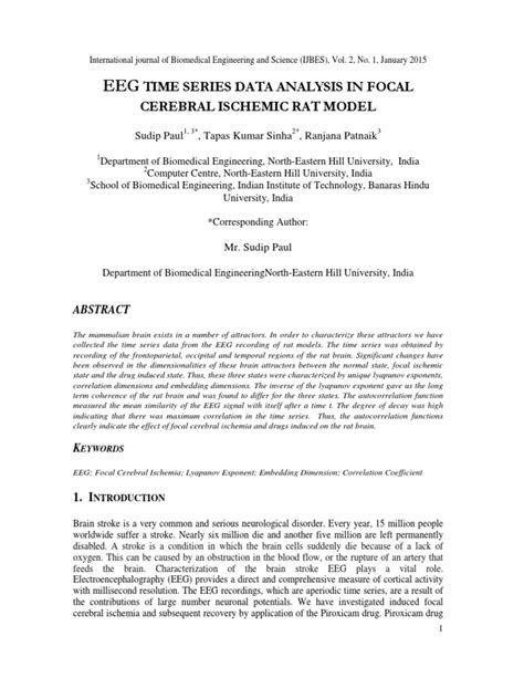 eeg time series data analysis in focal cerebral ischemic rat model