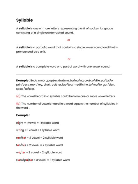 Class Notes Syllable Download Free Pdf Syllable Vowel