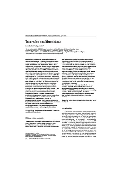 Pdf Tuberculosis Multirresistente