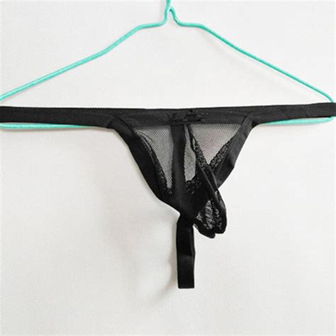 섹시한 비키니 끈 팬티 남성용 울트라 얇은 투명 속옷 남성용 페니스 파우치 끈 미니 티백 팬티 메쉬 통기성 G 스트링 탱가 남성 속옷