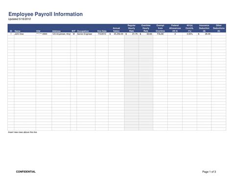 Free Pritntable Payroll Ledger Templates Excel PDF Sample