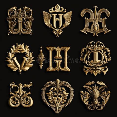 Luxury Ornamental Design Elements Set Of Vintage Monograms Stock
