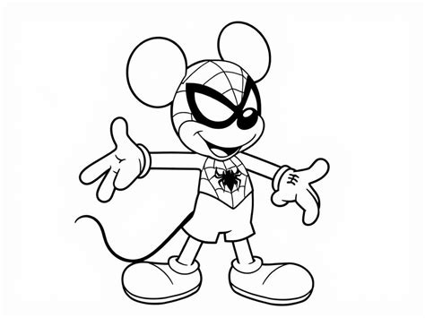 Spider Man Mickey Mouse Coloring Page Free Printable Coloring Page