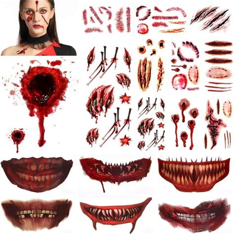 Howaf Halloween Scars Tattoos Halloween Zombie Makeup Kit Halloween