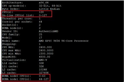 【常见问题7】系统下查看cpu核心数量与硬件规格不一致的问题32 Vcpu Amd Epyc 9654 96 Core Processor