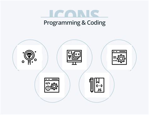 Paquete De Iconos De Línea De Programación Y Codificación 5 Diseño De