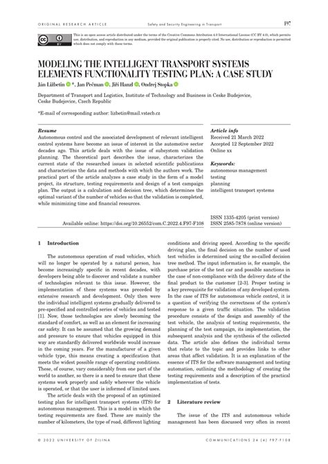 Pdf Modeling The Intelligent Transport Systems Elements Functionality