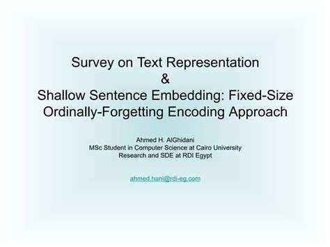 Text Representation And Fixed Size Ordinally Forgetting Encoding Approach