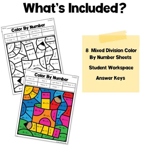 Back To School Division Color By Number Worksheets Tpt