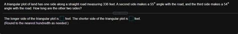 solved a triangular plot of land has one side along a