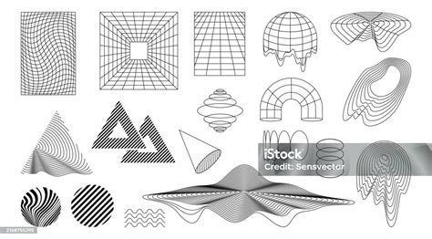 Concentric And Grid Elements Scheme And Blueprint Style Vector Isolated