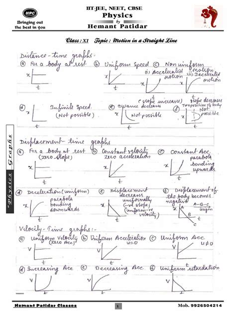graphs motion in a straight line and plane pdf