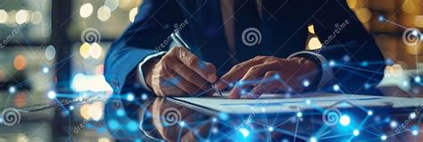 A Businessman Using Blockchain Technology To Ensure The Integrity And Security Of Legal