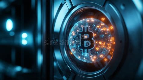 High Tech Vault Filled With A Glowing Digital Sphere Symbolizing The