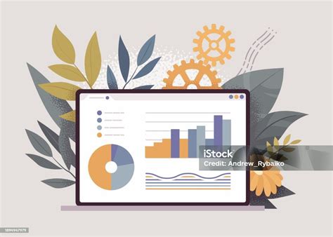 Laptop Screen Pie Chart Statistics Data Representation Financial Graphs