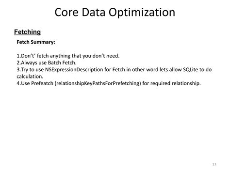 Core Data Performance Guide Line Pptx Databases Computer Software
