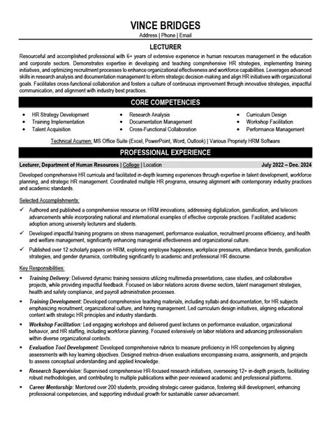 Lecturer Resume Sample And Example 2026 Interview Based