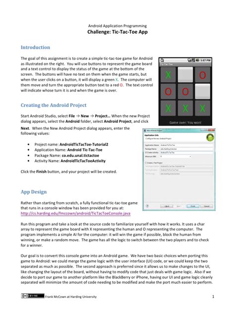 Challenge Tic Tac Toe For Android Pdf Java Programming Language