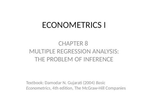 Pptx Econometrics I Chapter 8 Multiple Regression Analysis The