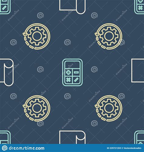 Set Line Graphing Paper For Engineering Gear And Arrows As Workflow