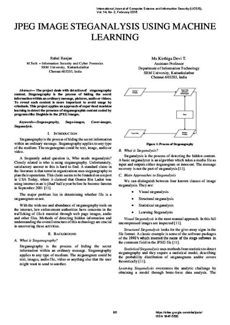 Pdf Jpeg Image Steganalysis Using Machine Learning