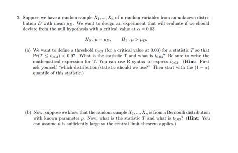 solved 2 suppose we have a random sample x1 … xn of n