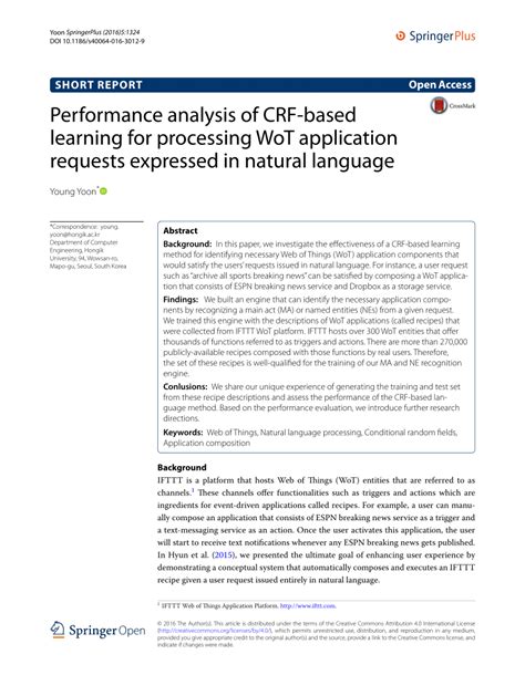 Pdf Performance Analysis Of Crf Based Learning For Processing Wot Application Requests