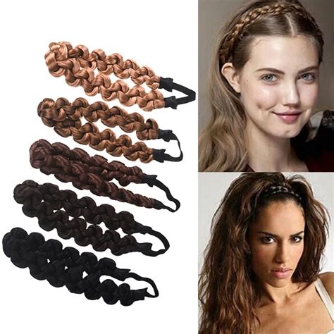 Pinksee Fake Braid Plait Headband 5 Colors Elastic Hair Accessories